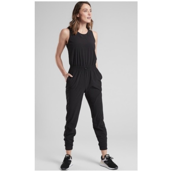 Athleta | Pants & Jumpsuits | Athleta Hillside Black Sleeveless Zip ...